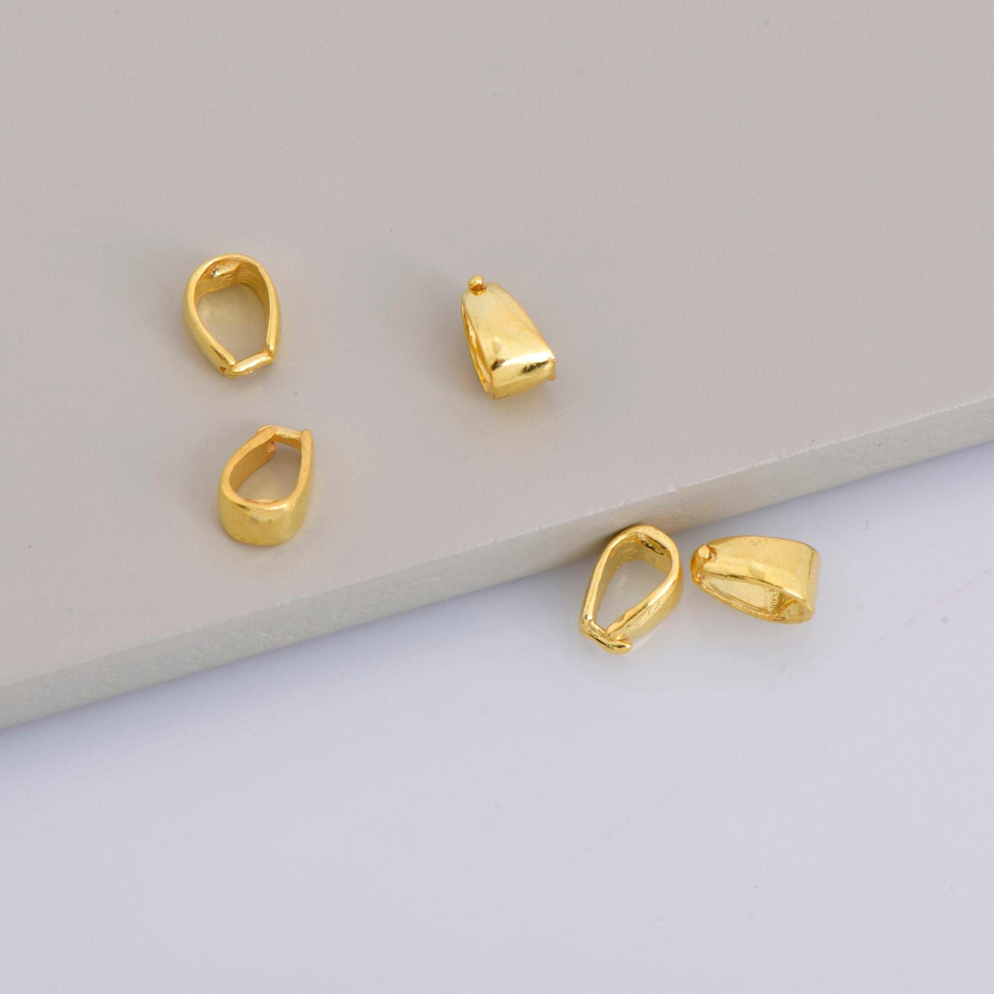 24K Gold Vermeil Simple Bails, 925 Solid Silver Pinch Bails, 24K Gold ...