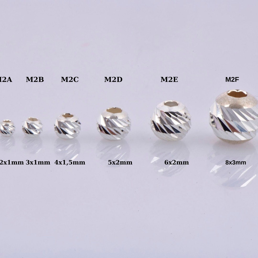 925 Silver Diamond Cut Round Beads, Sterling Silver Laser Multi Diamond ...
