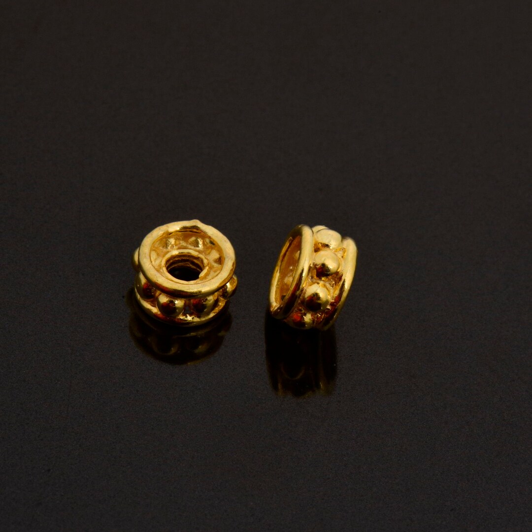24K Gold Vermeil Separators, Handmade Silver Beads in 24K Gold, 925 ...