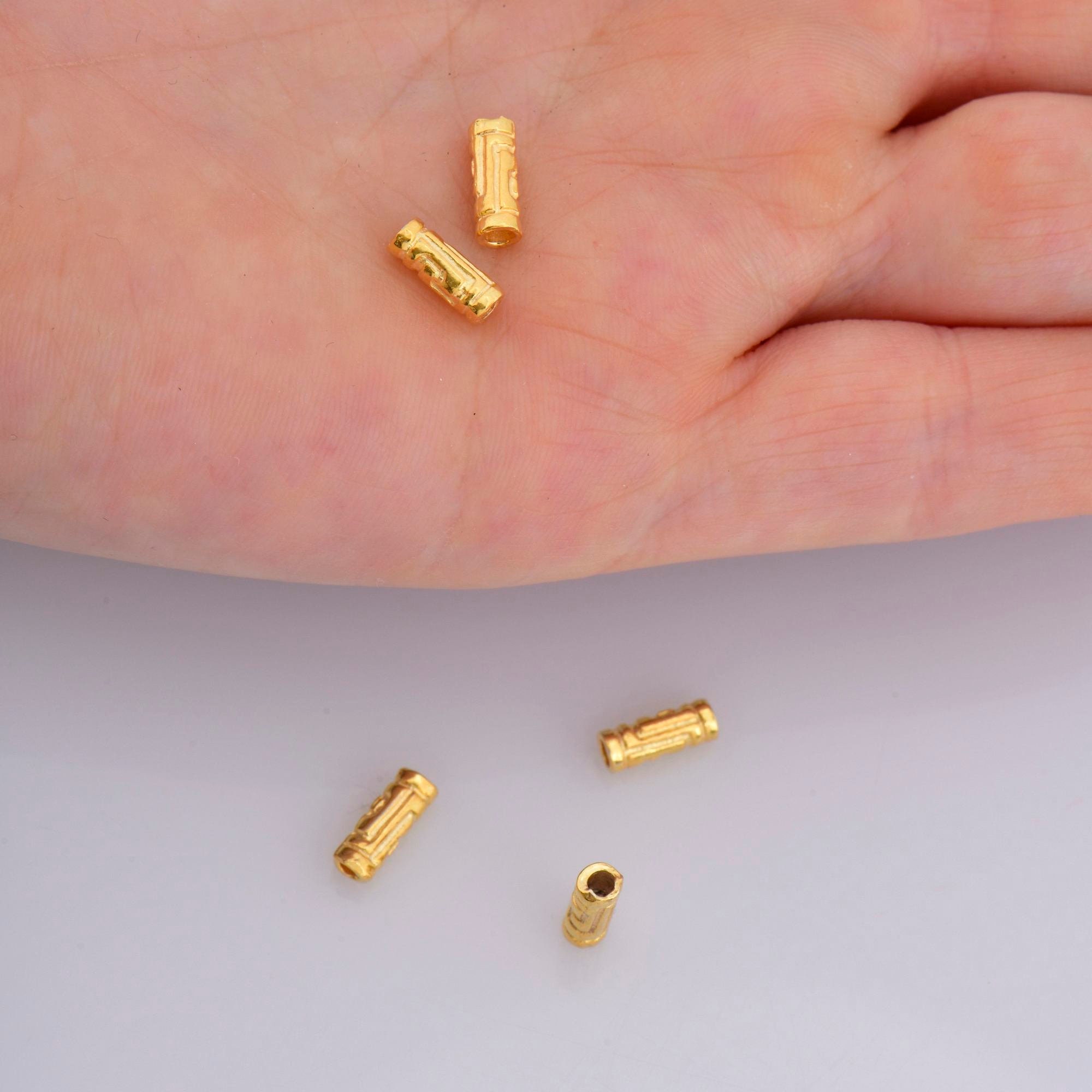 24K Gold Vermeil Spiral Tube Beads, Antique Tube Beads, 925 Silver ...