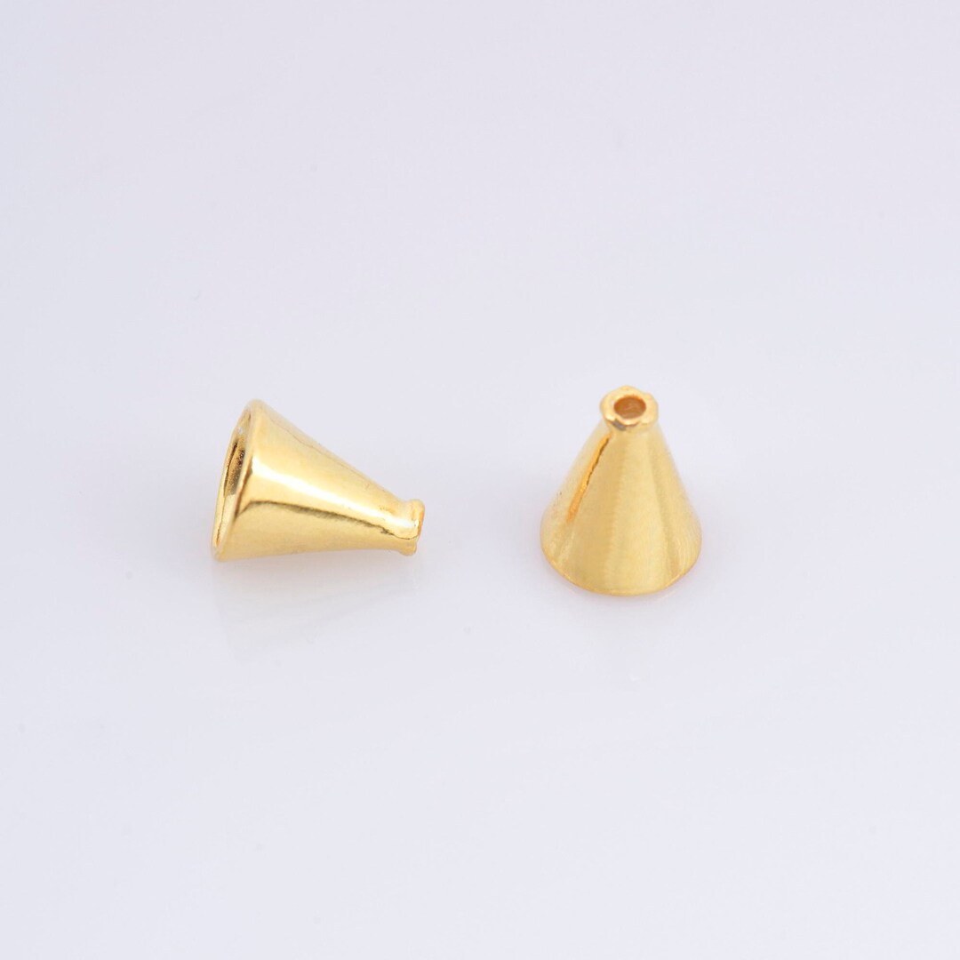 24K Gold Vermeil Cone Shape Beads, 24K Gold Plated Cone Bead Caps, 925 ...