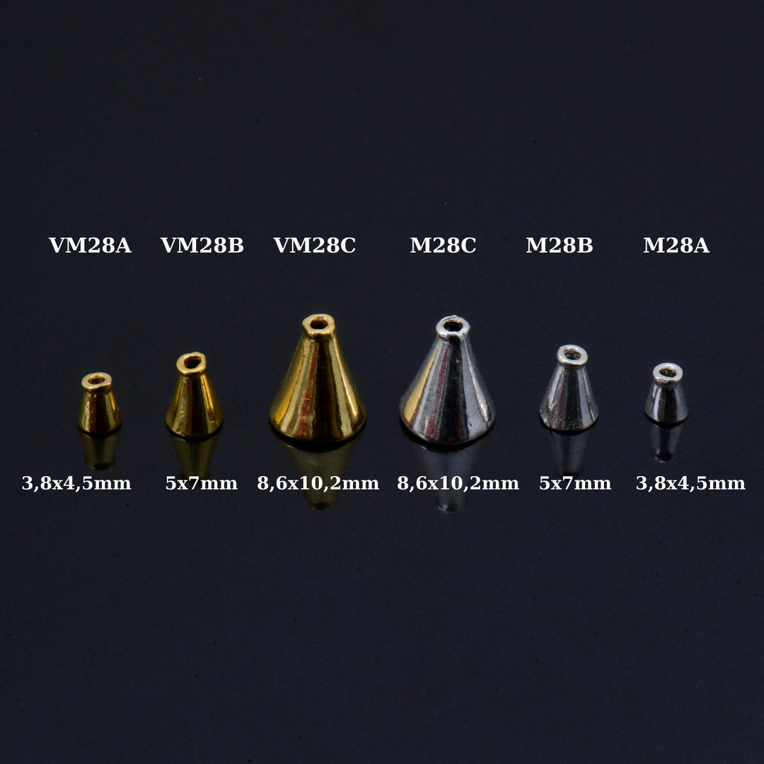 24K Gold Vermeil Cone Shape Beads, 24K Gold Plated Cone Bead Caps, 925 ...