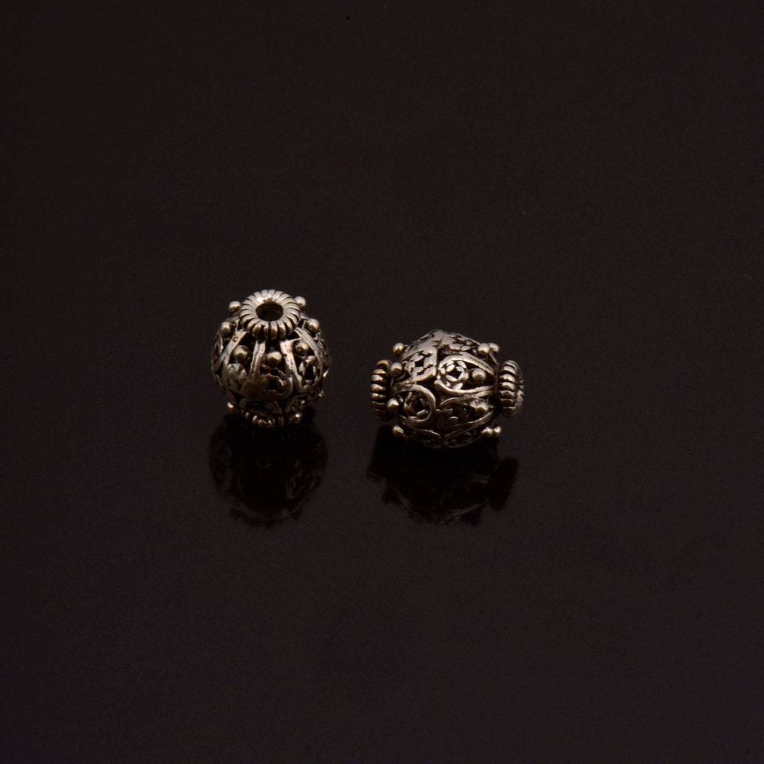 Sterling Silver Filigree Beads, Handmade Silver Beads in 24K Gold, 925 ...