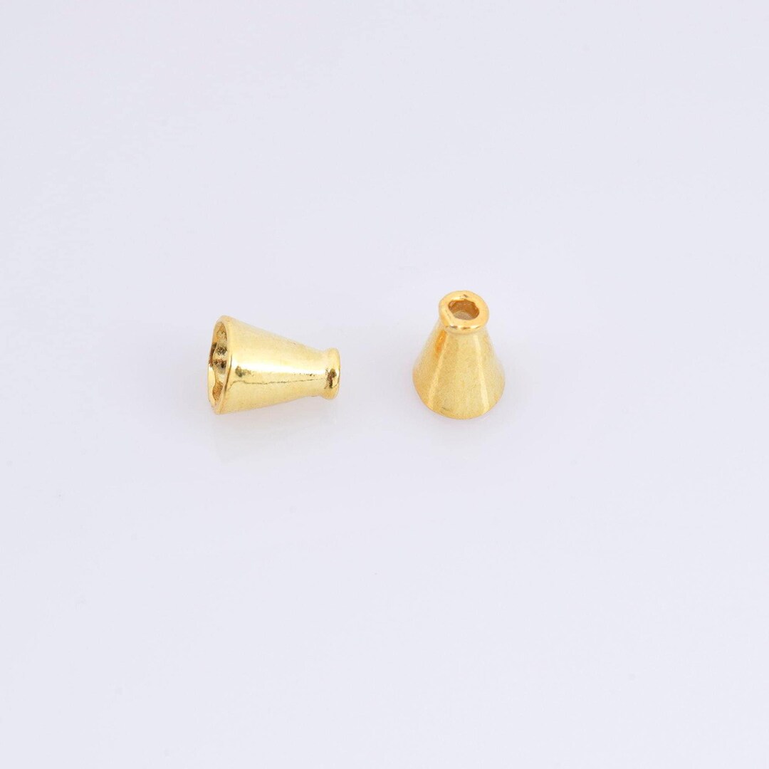 24K Gold Vermeil Cone Shape Beads, 24K Gold Plated Cone Bead Caps, 925 ...