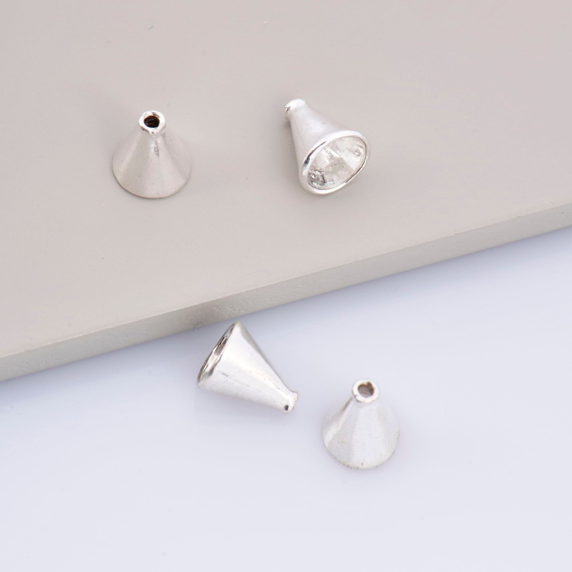 Sterling Silver Cone Shape Beads, 925 Solid Silver Cone Bead Caps, Silver Plain Cone End Beads ...