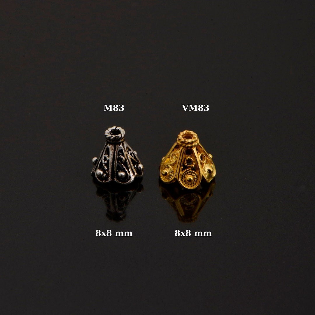 24K Gold Vermeil Filigree Bead Caps Handmade Silver Bead Caps - Etsy
