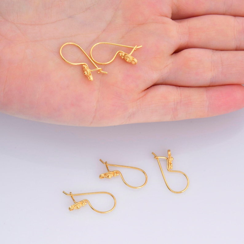 24K Gold Vermeil Ear Wires, 24K Gold Plated Earring Hooks, 925 Silver ...