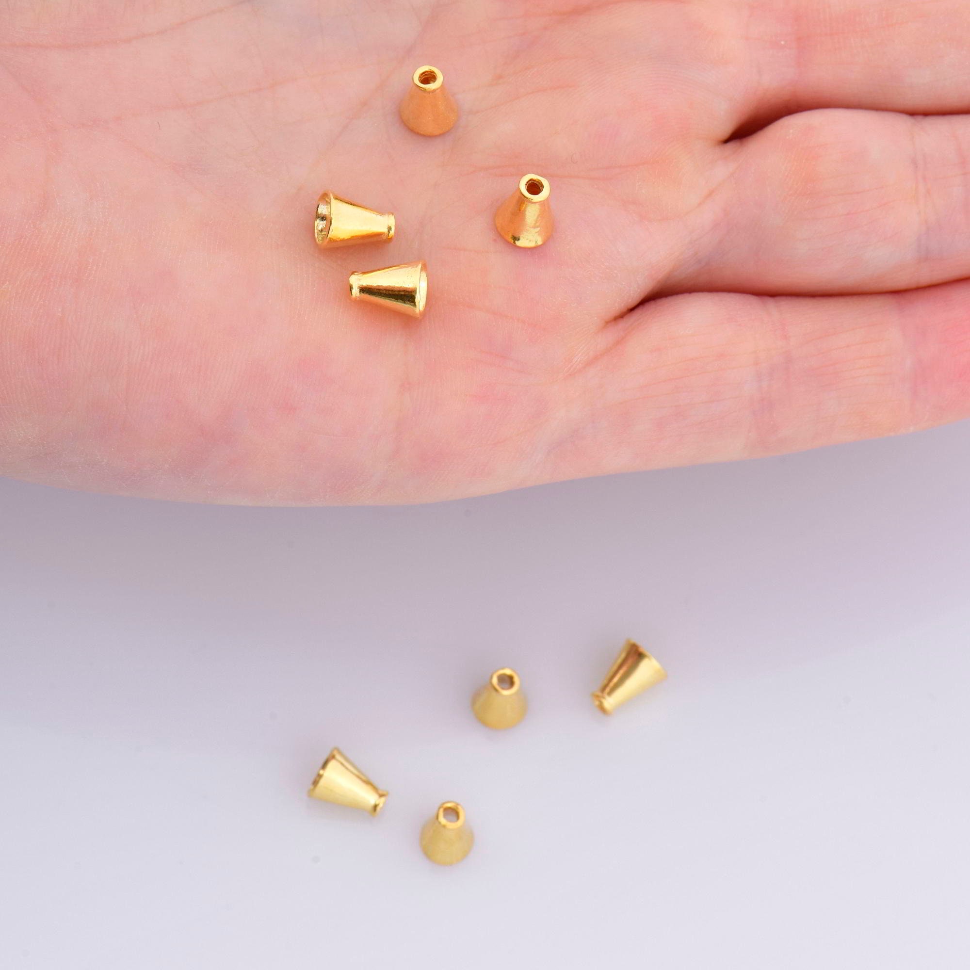 24K Gold Vermeil Cone Shape Beads, 24K Gold Plated Cone Bead Caps, 925 ...