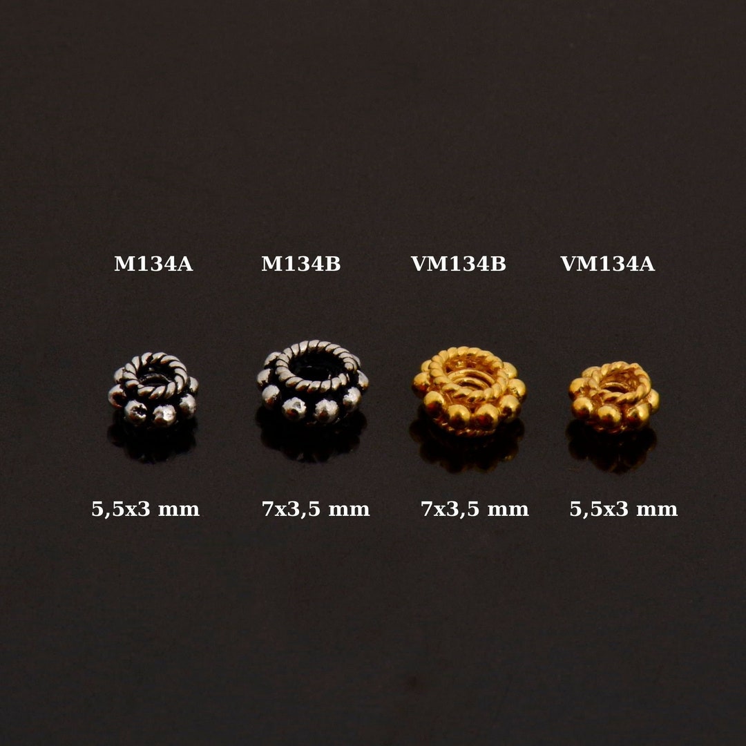 24K Gold Vermeil & 925 Silver Separators, Handmade Silver Beads in Gold ...