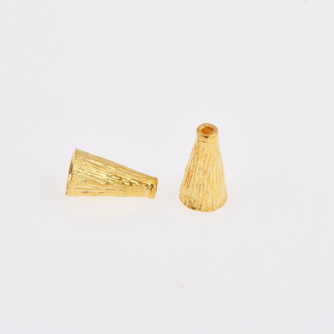 24K Gold Vermeil Cone Shape Beads, 24K Gold Plated Cone Bead Caps, 925 ...
