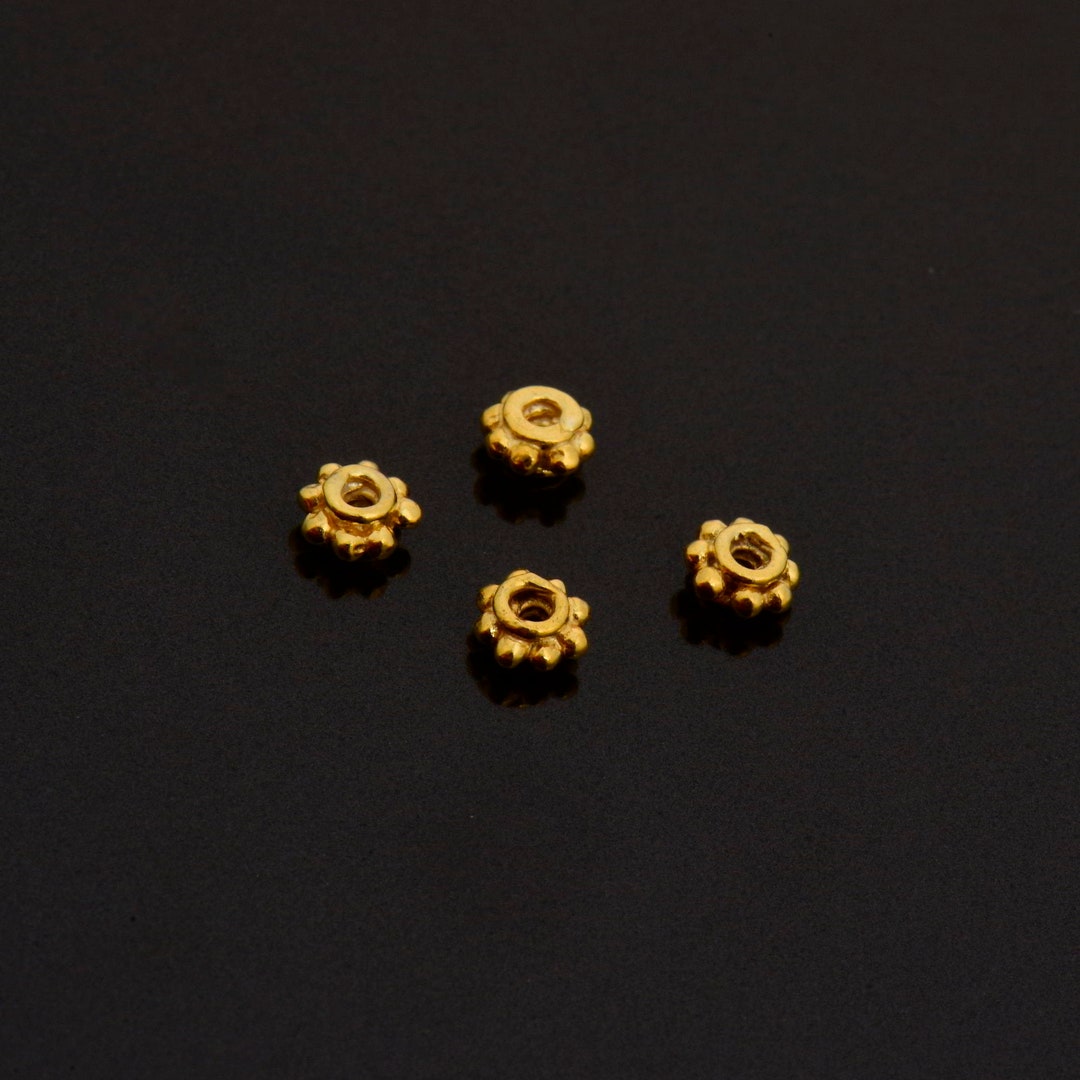 24K Gold Vermeil Separators, Handmade Silver Beads in 24K Gold, 925 ...