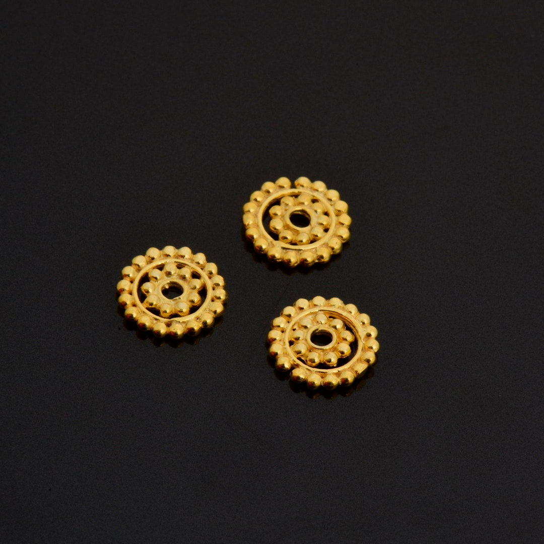 24K Gold Vermeil Separators, Handmade Silver Beads in 24K Gold, 925 ...