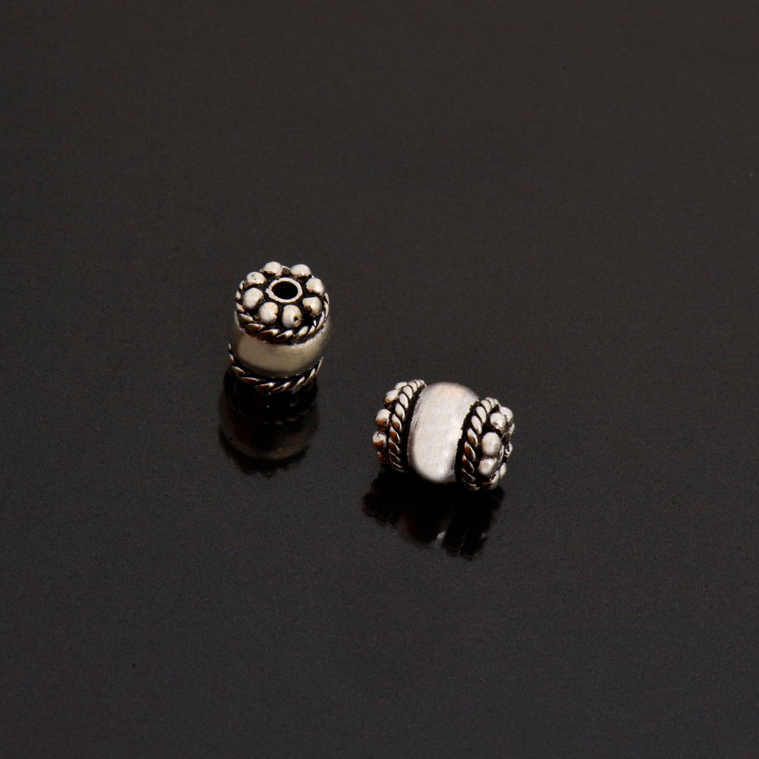 925 Sterling Silver Capped Beads, Handmade Silver Beads, Solid Silver ...