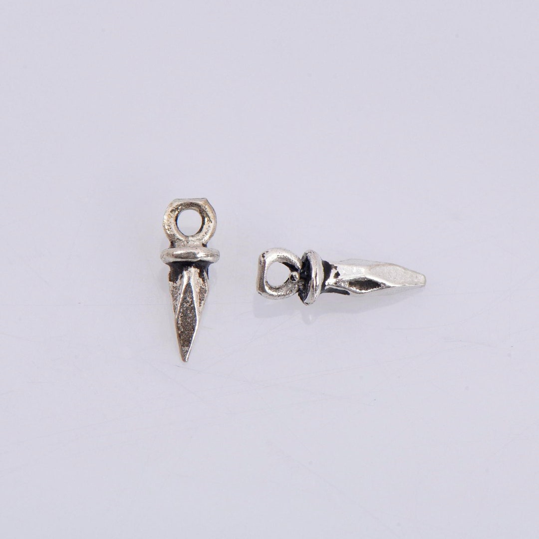 Sterling Silver 8 Pcs Spike Dangle Charm, 925 Silver Faceted Spike ...
