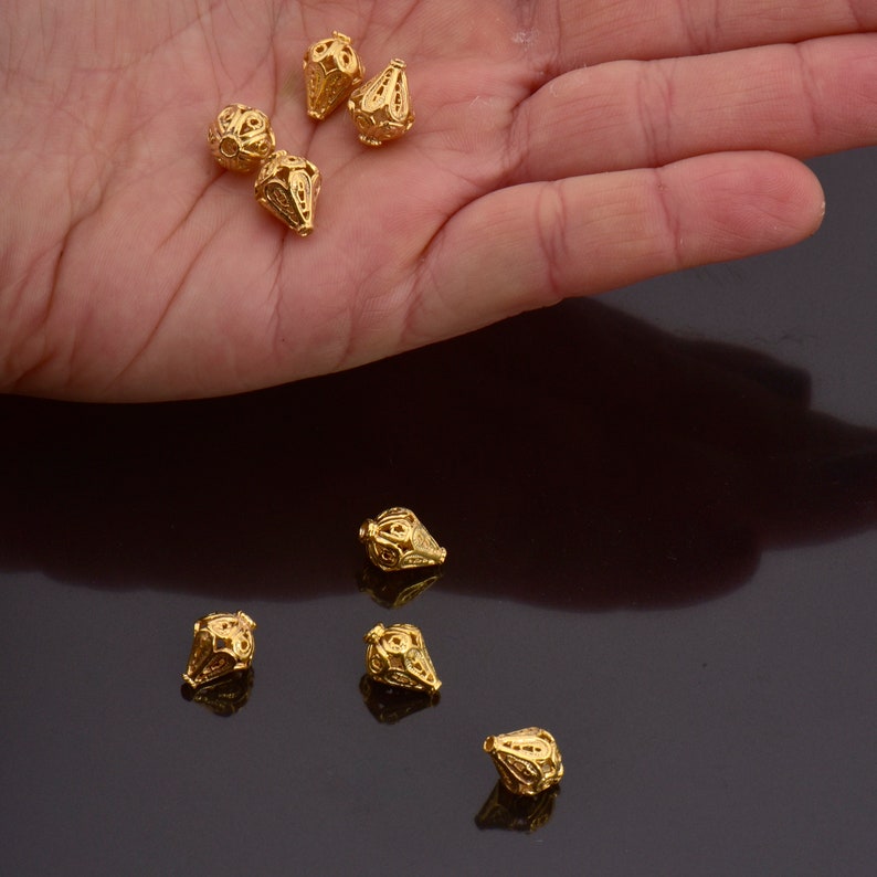 24K Gold Vermeil Filigree Beads, Handmade Silver Beads in 24K Gold, 925 ...