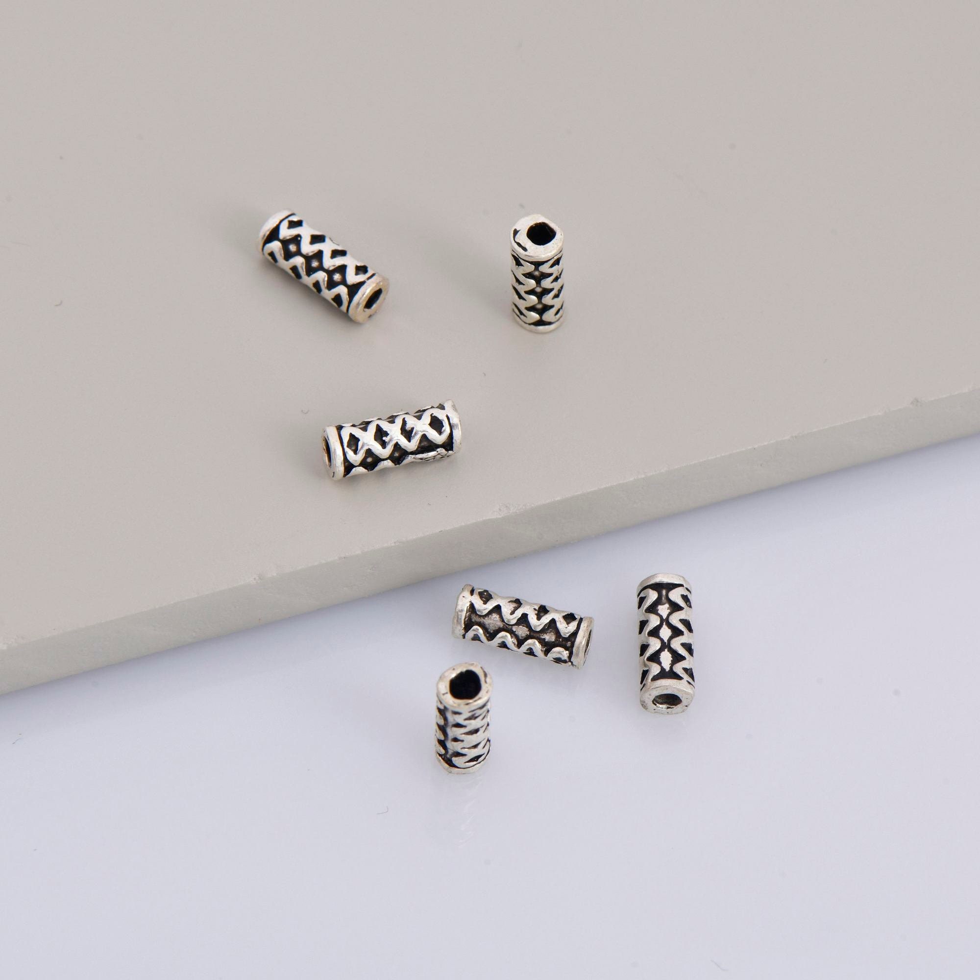 Sterling Silver Tube Beads, Antique Silver Tribal Tube Beads, 925 ...