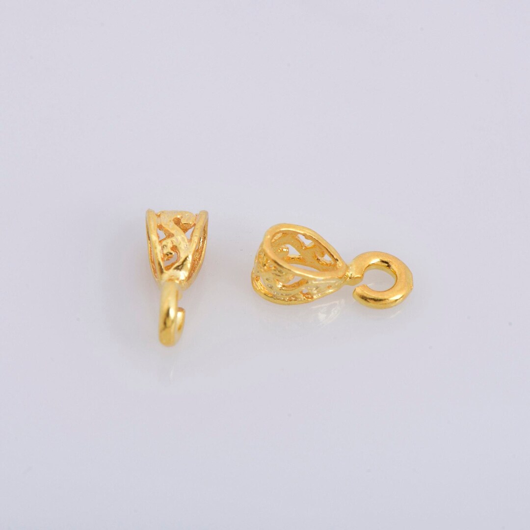 24K Gold Vermeil Filigree Bails With Open Loop, Gold Plated Open Loop ...