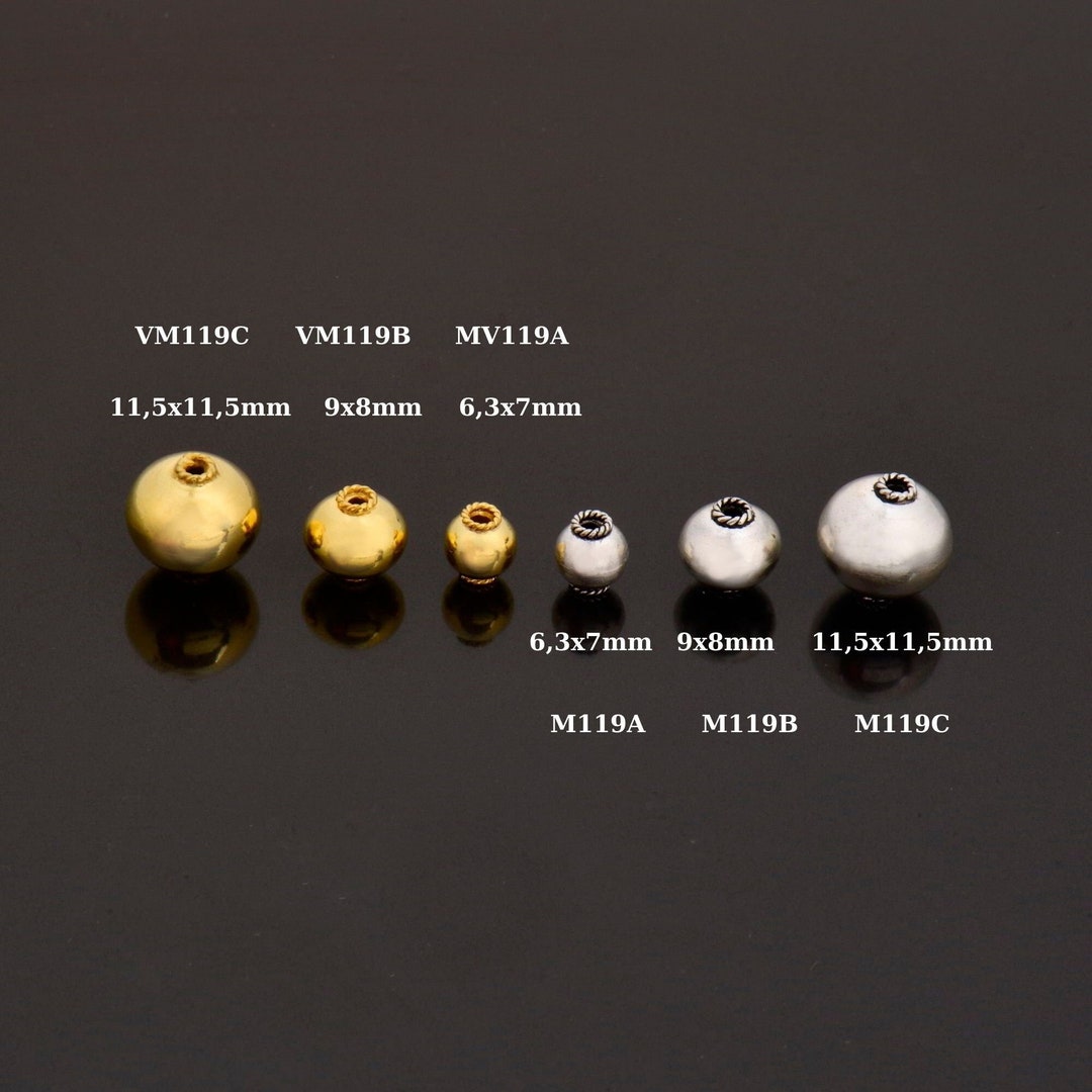 24K Gold Vermeil Round Beads, Handmade Silver Beads in 24K Gold, 925 ...