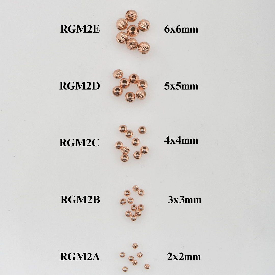 925 Silver Rose Gold Diamond Cut Round Beads, Silver Laser Multi ...