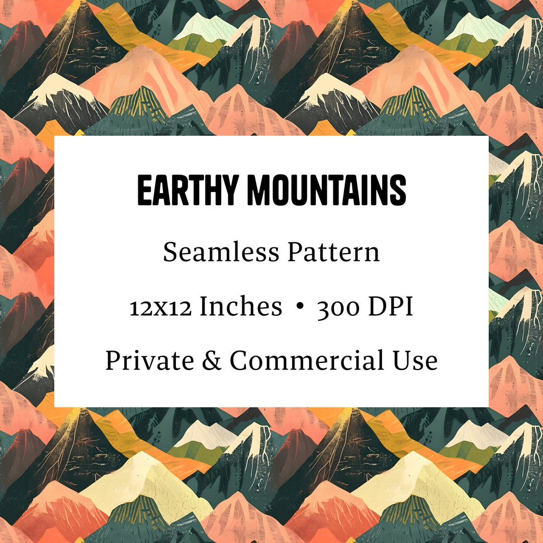 Earthy Mountains - High-res Seamless Digital Print - Etsy
