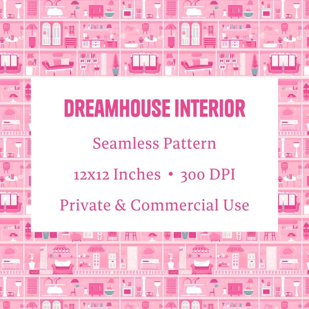 Barbie Inspired Pink Dreamhouse Interior Pattern | High Resolution ...