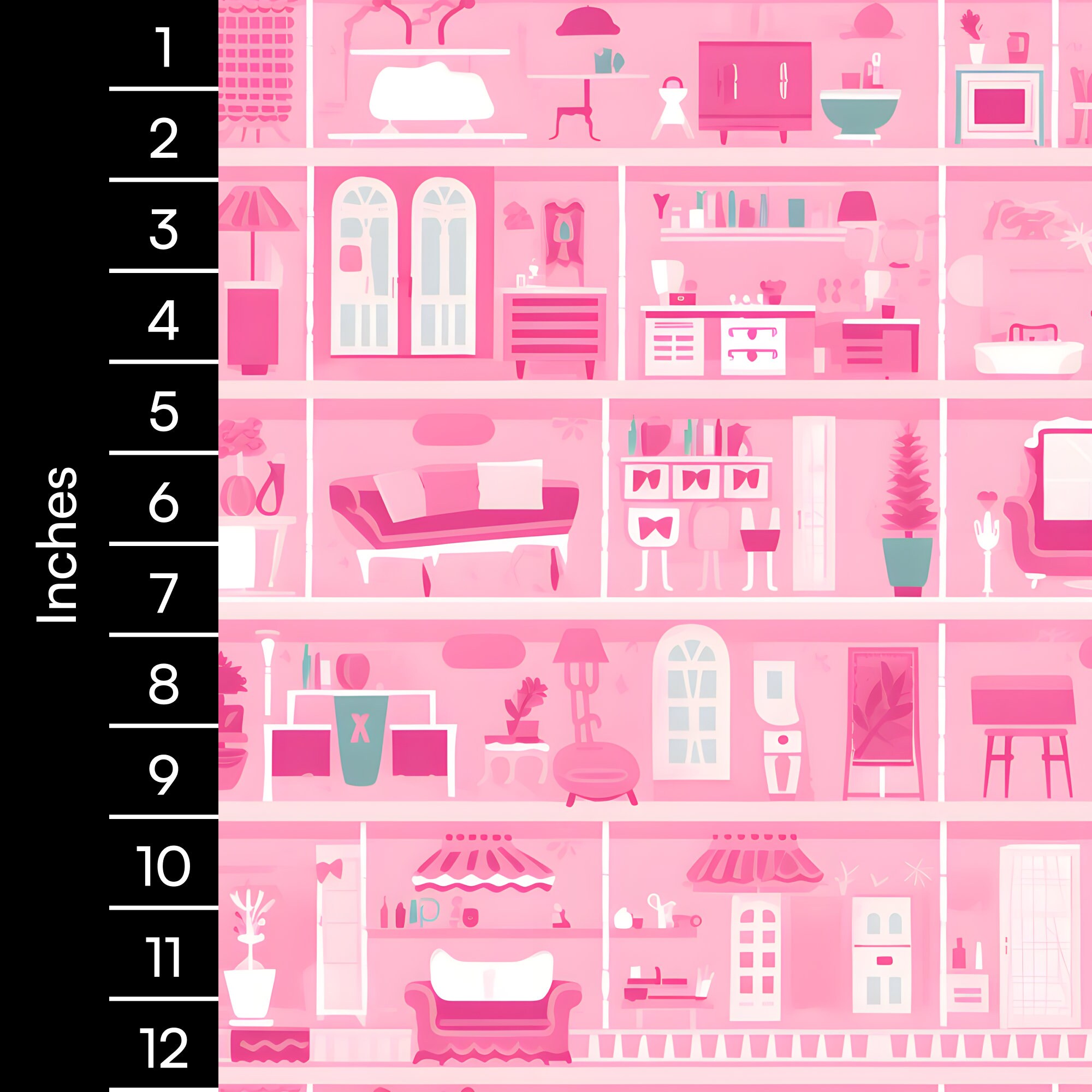 Barbie Inspired Pink Dreamhouse Interior Pattern | High Resolution ...