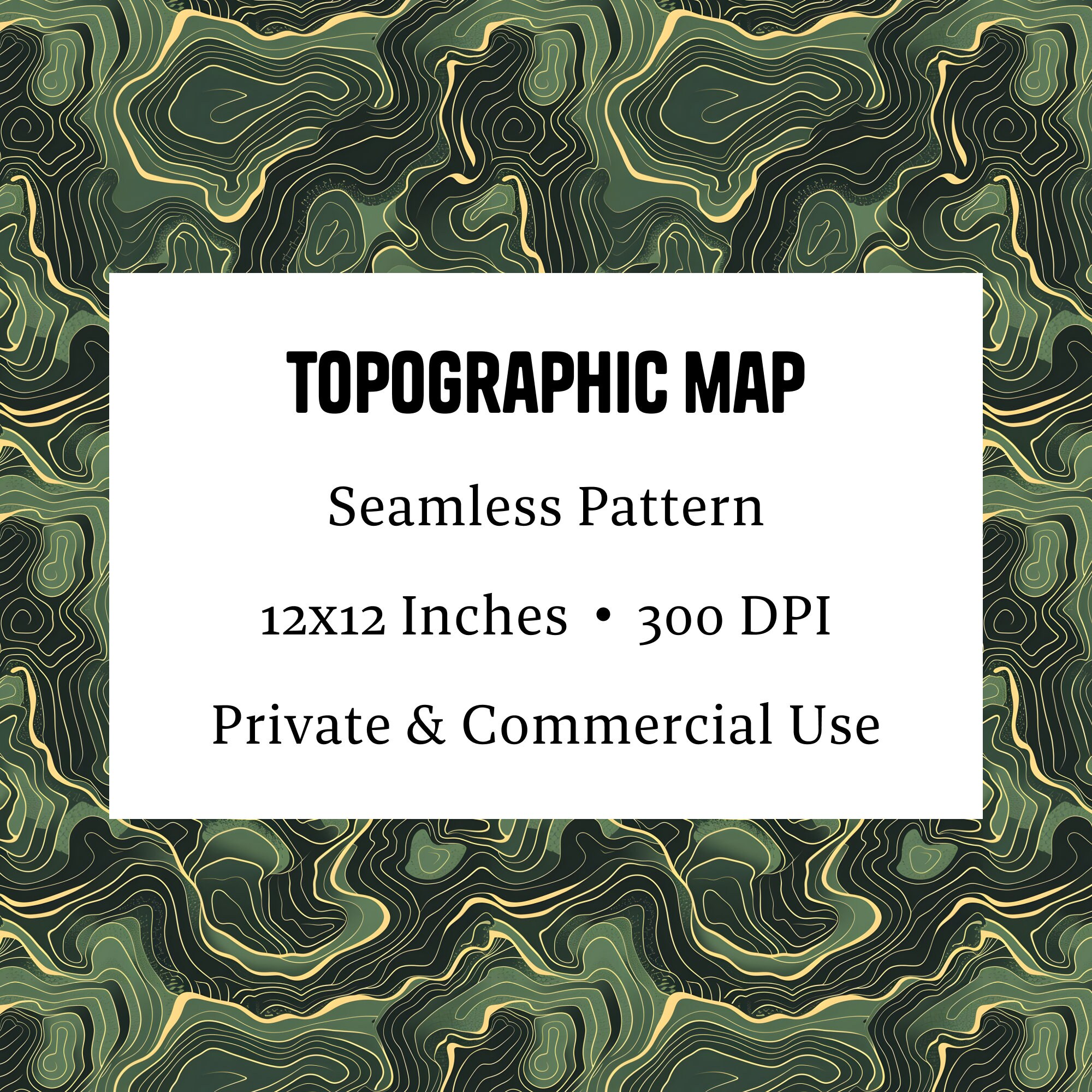 Green and Gold Topographic Map Seamless Pattern - High-resolution ...