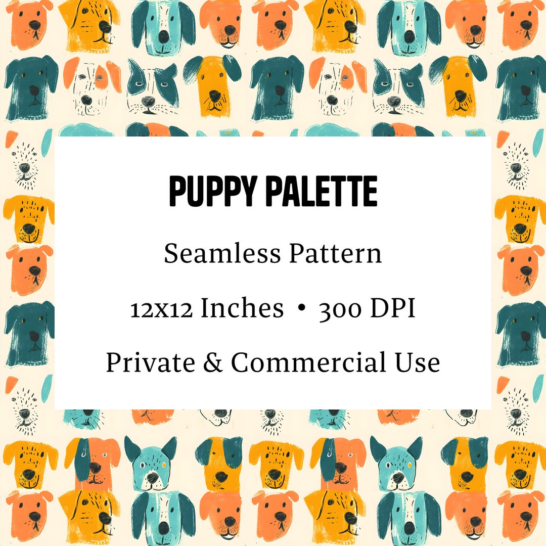 Puppy Palette: Whimsical Dog Faces Pattern - Etsy