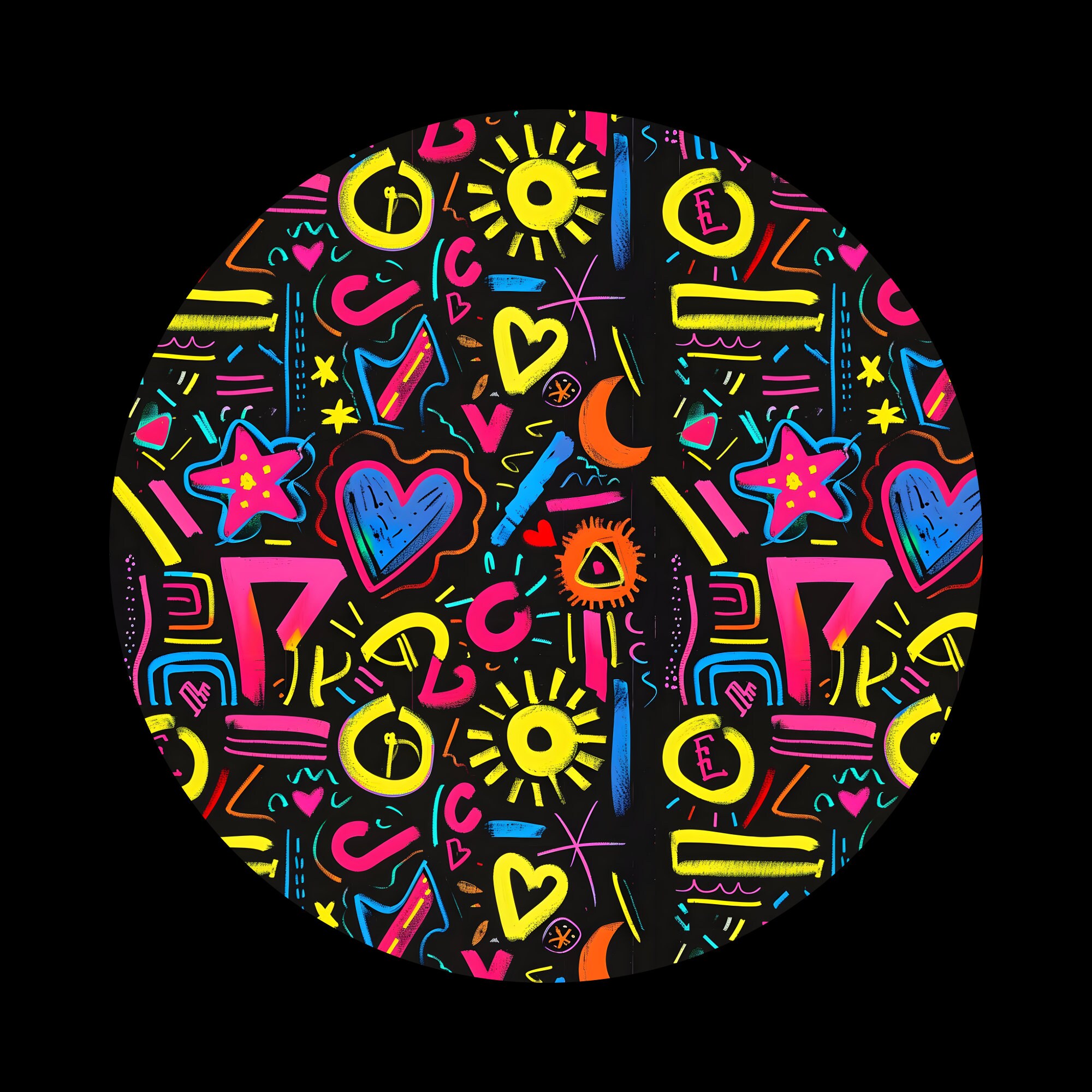 Neon Doodles: Vibrant Symbols Seamless Pattern - Etsy