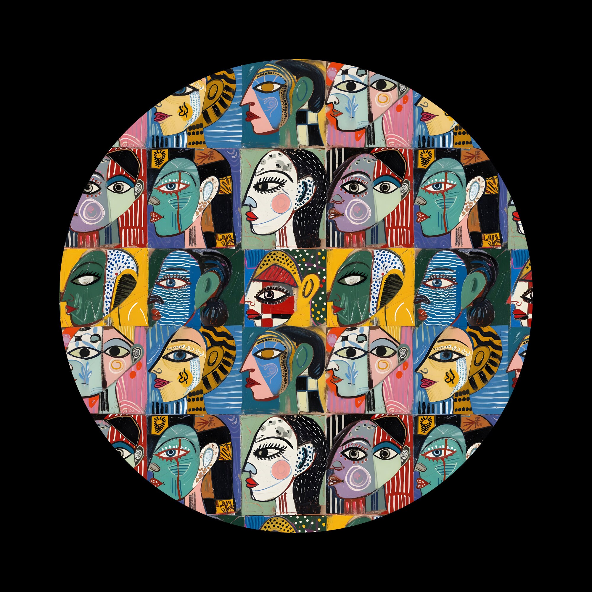 Picasso Portraits Seamless Pattern - High-resolution Cubist Faces ...