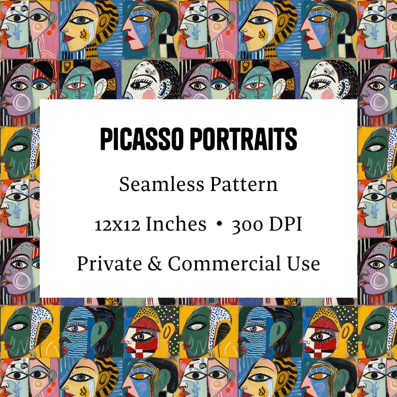 Picasso Portraits Seamless Pattern - High-resolution Cubist Faces ...