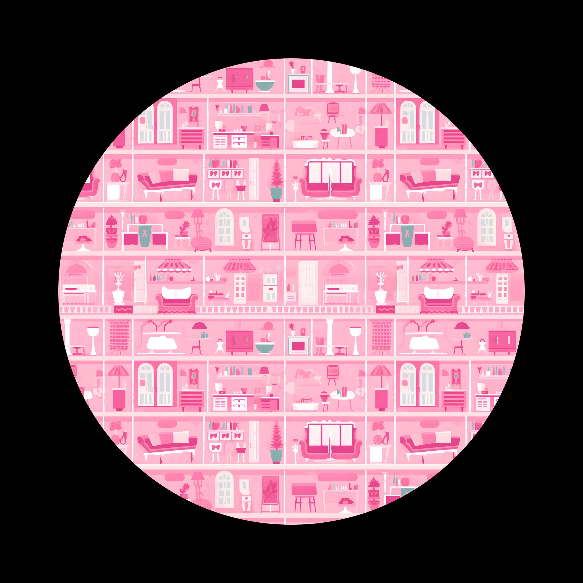 Barbie Inspired Pink Dreamhouse Interior Pattern | High Resolution ...