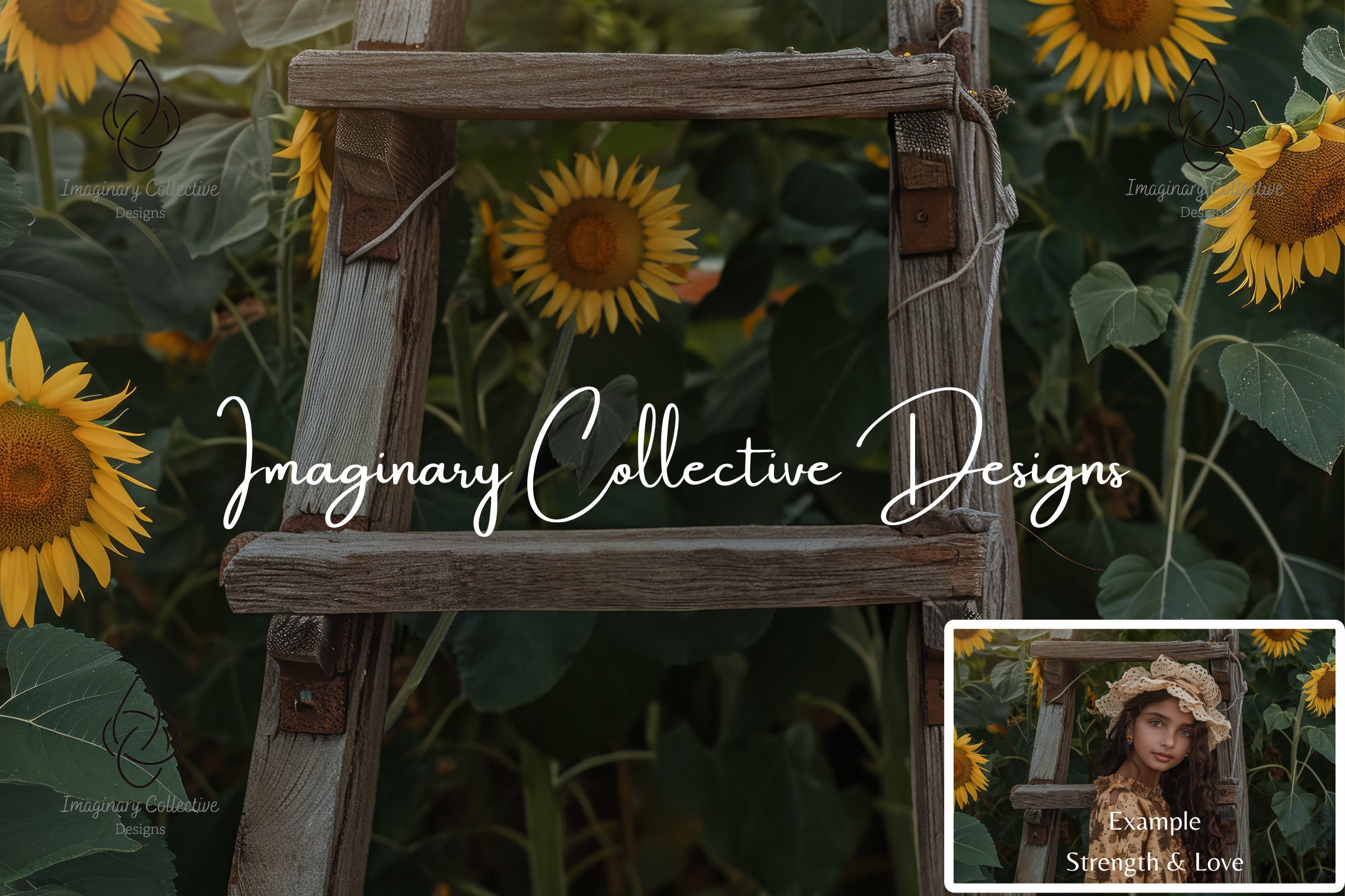 Sunflower Field Digital Backdrops, Golden Hour, Bundle, Set of 8 ...