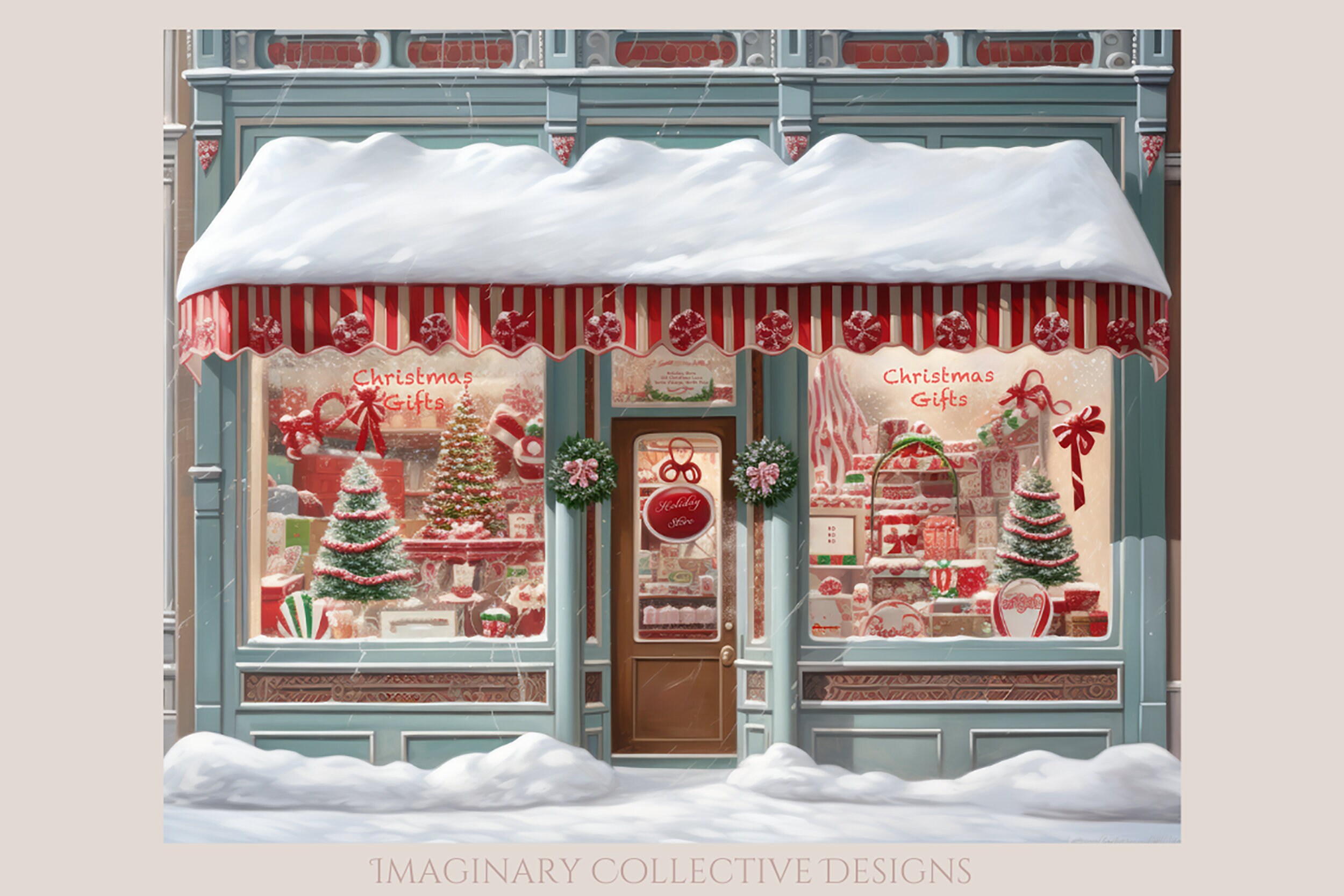 Vintage Christmas Storefront Digital Backdrops set of 8, Fine Art ...