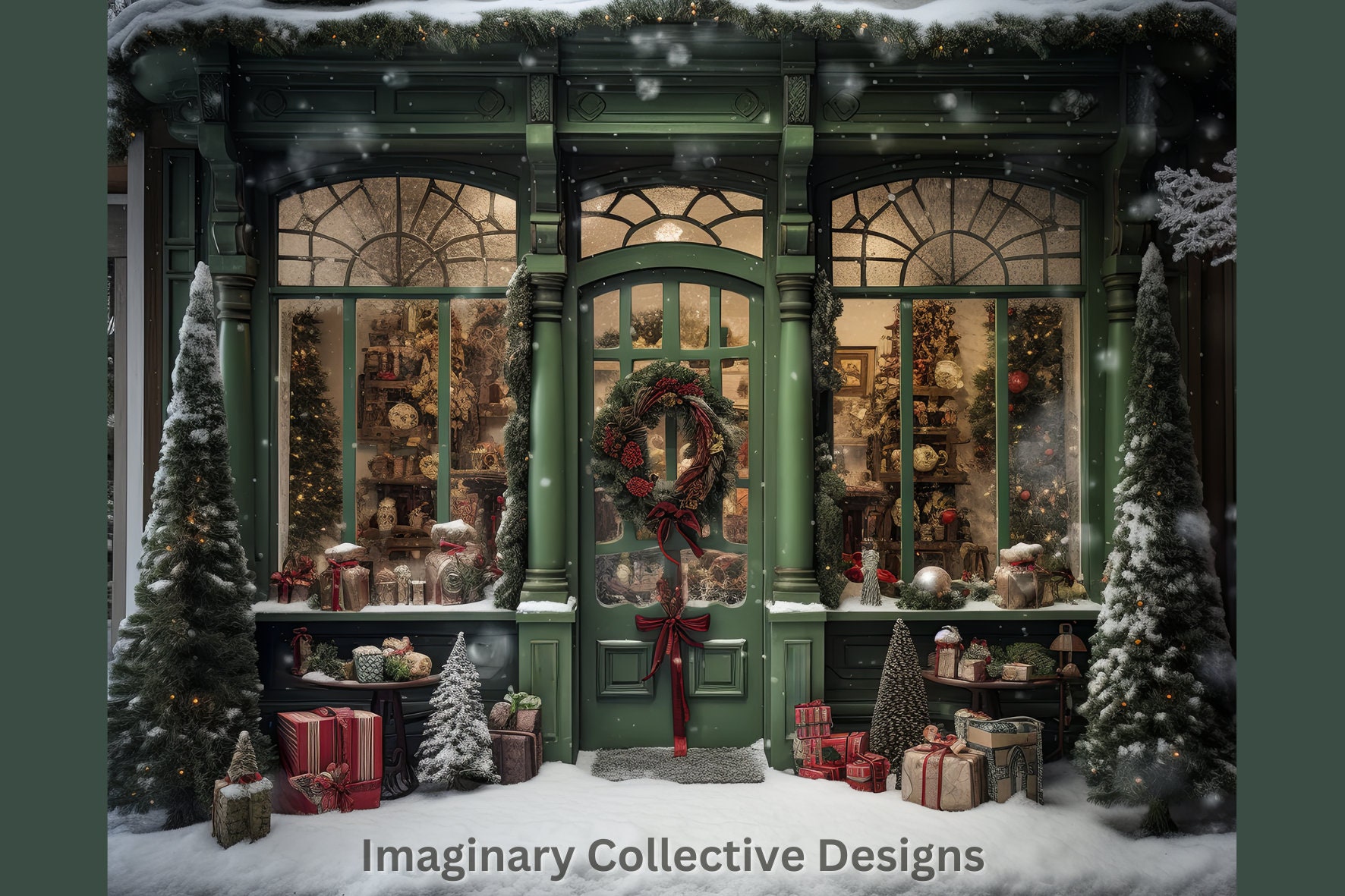 Vintage Christmas Storefront Digital Backdrops set of 8, Fine Art ...