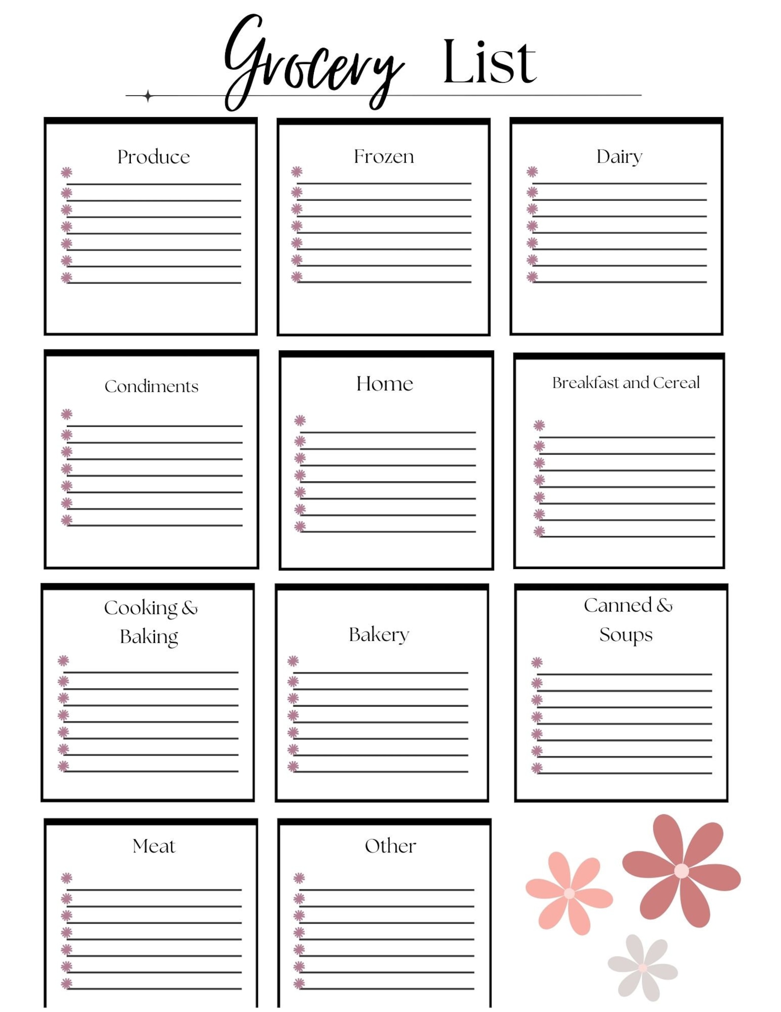 Printable Weekly Meal Menu, Meal Planner, Grocery List, Minimalist Menu ...