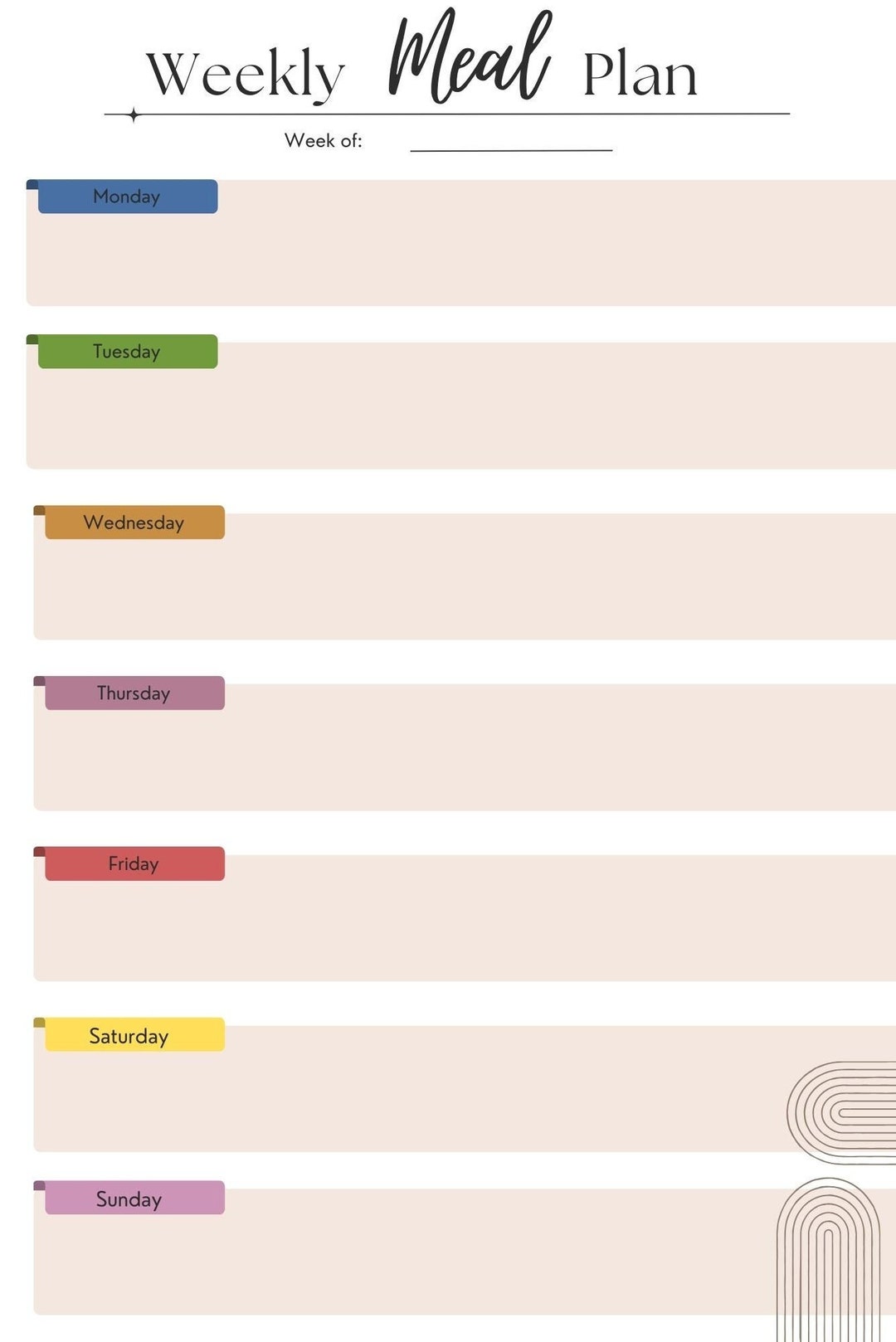 Printable Weekly Meal Menu, Meal Planner, Grocery List, Minimalist Menu ...