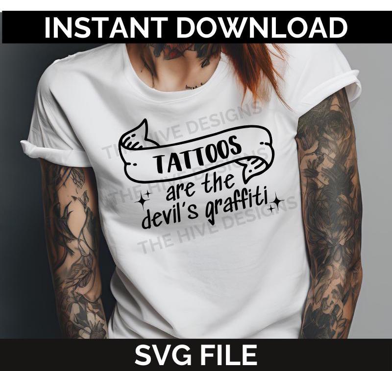 Funny Tattoo SVG Bundle - Tattoos Are Trashy Stupid Devil's Grafiti - Etsy