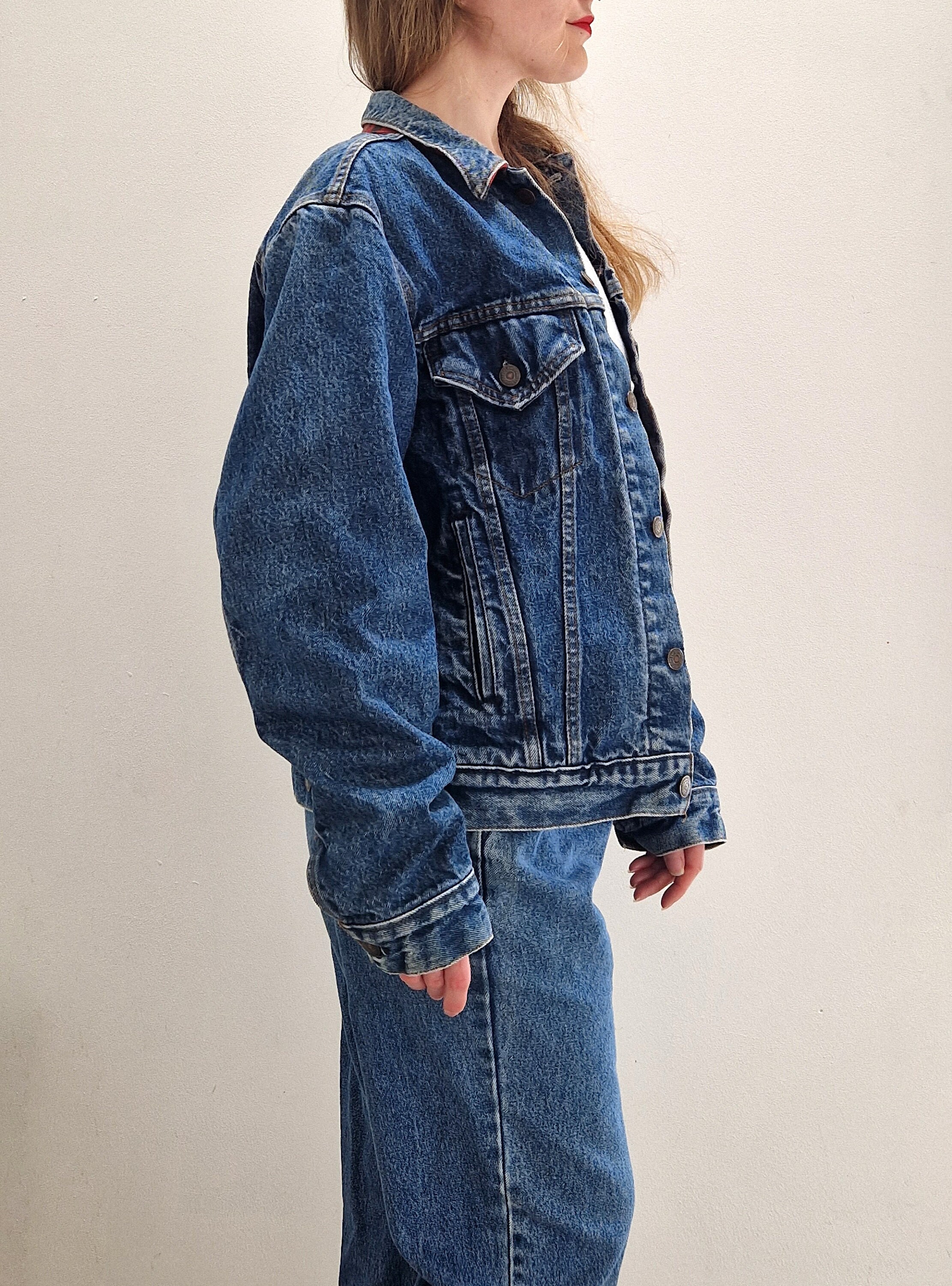 1980s Levis Vintage Type III Checked Flannel Lined Denim Jacket Unisex ...