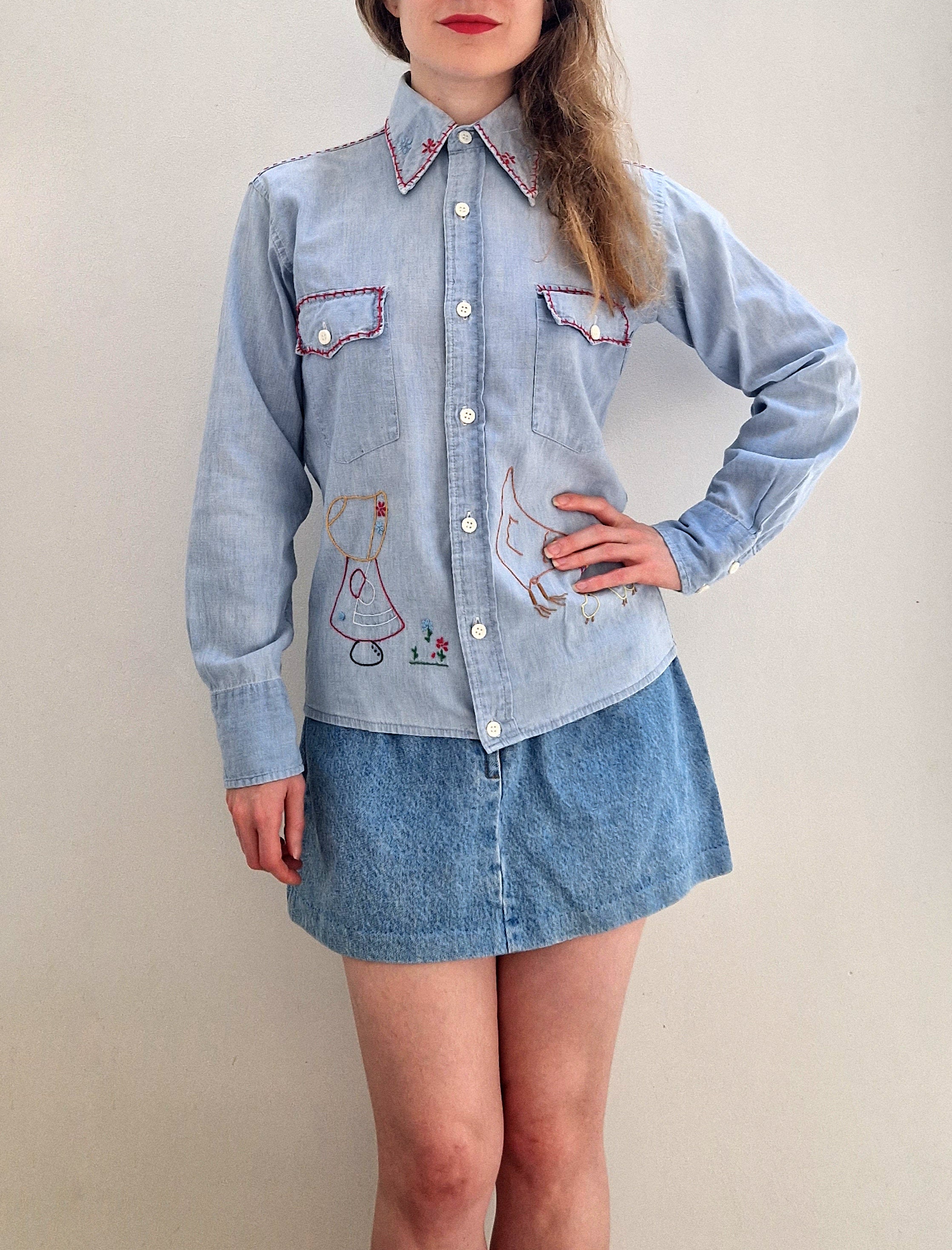 1970s Vintage 'TG & Y Golden T' Embroidered Cotton Western Shirt Cowboy ...