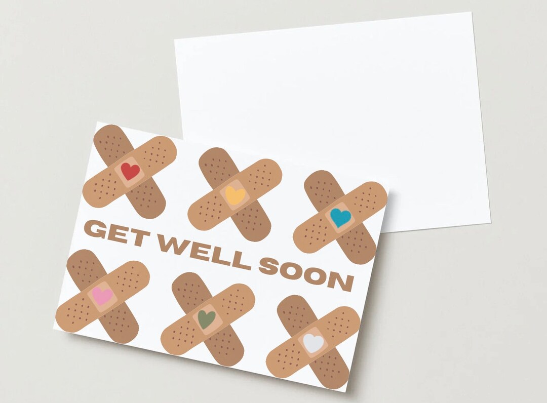 Printable ‘’get Well Soon’’ Card, Postcard, Sick, Plaster, Get Well ...