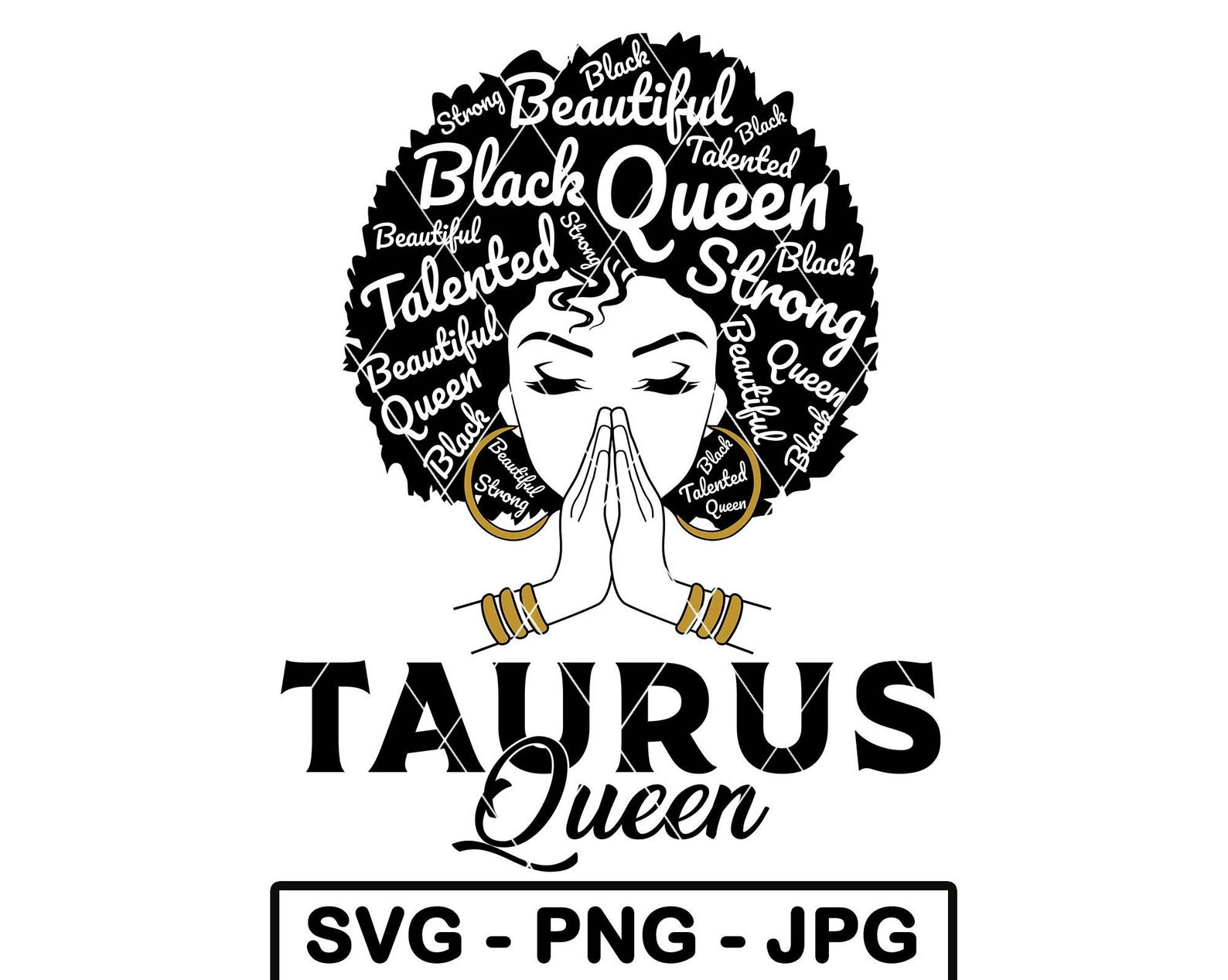 Black Taurus Queen SVG Zodiac Beauty Talented Women Astrology Afro Bun ...