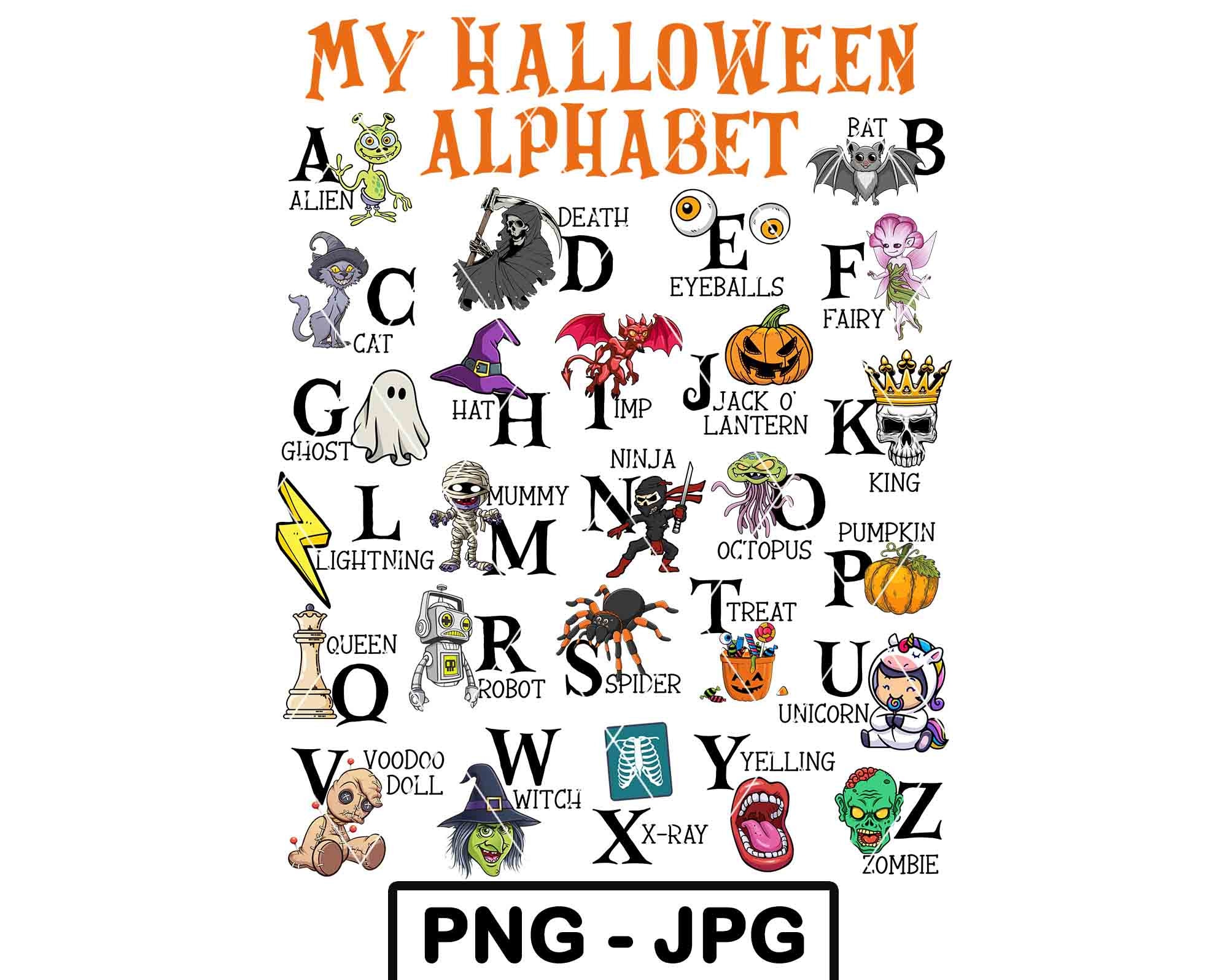 Halloween Alphabet PNG Teaching Kids ABC Letters Kindergarten - Etsy