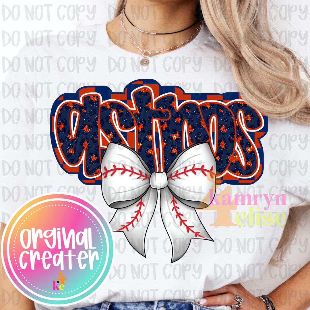 Astros Glitter Leopard Bow PNG | Baseball Bow Digital Download ...