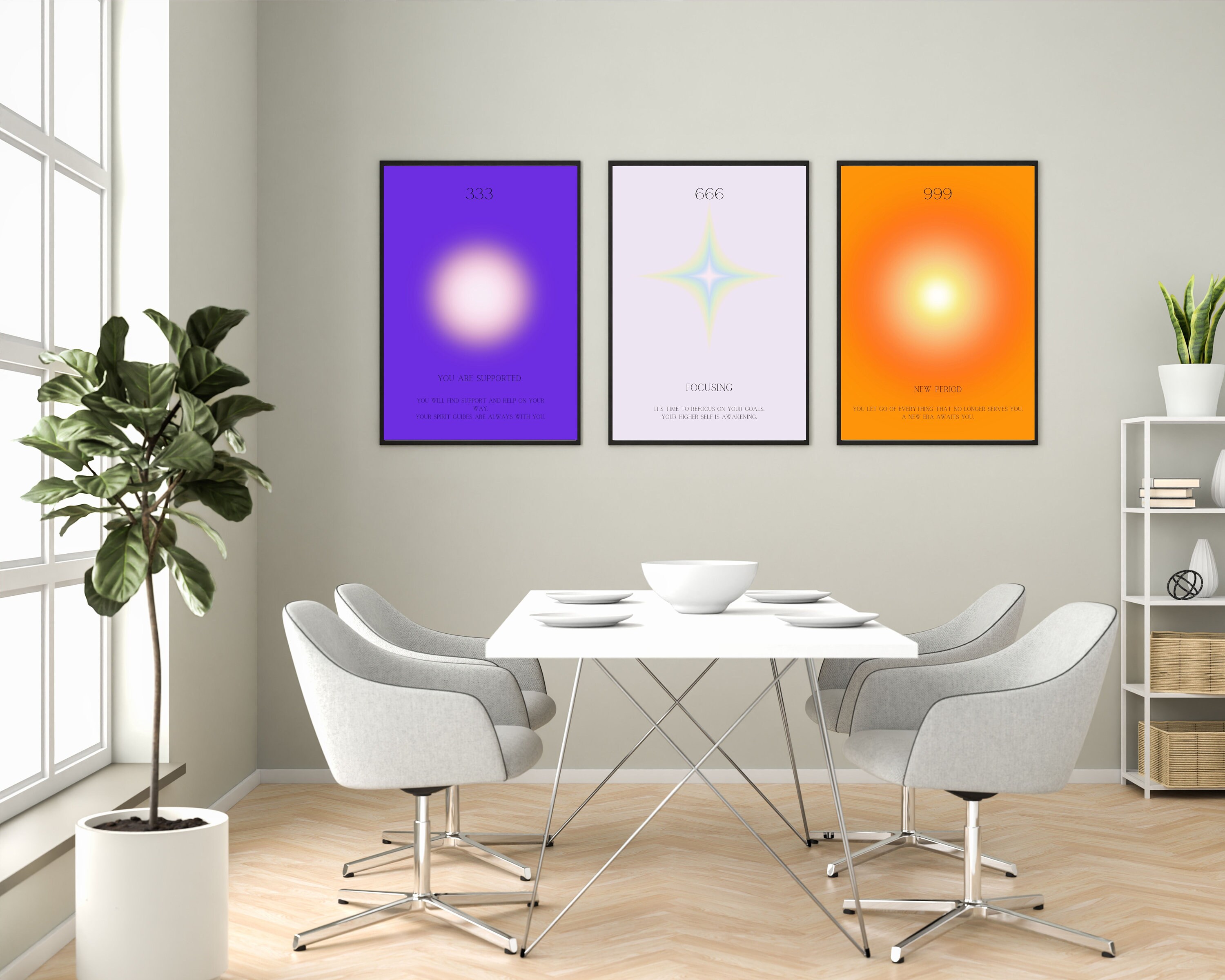 Angel Numbers Set Gradient Wall Art Aura Angel Number - Etsy