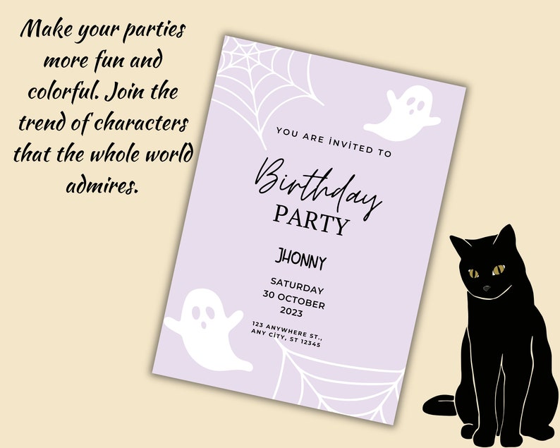 Halloween Pink Ghost Birthday Invitation Hey Boo Ghost Party ...