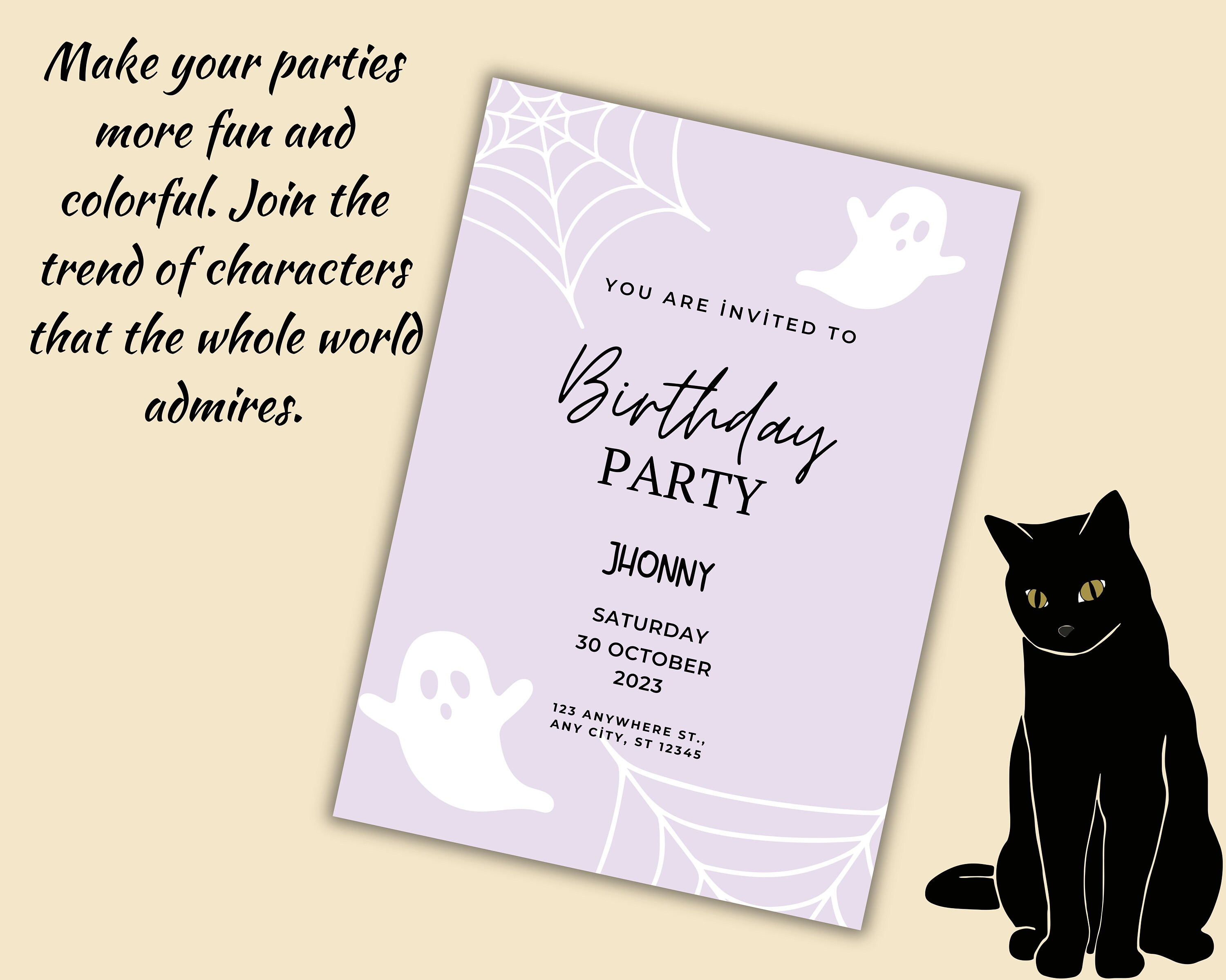 Halloween Pink Ghost Birthday Invitation Hey Boo Ghost Party ...