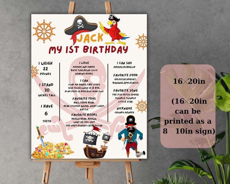 Priate First Birthday Party Poster 1st Birthday Party Sign - Etsy