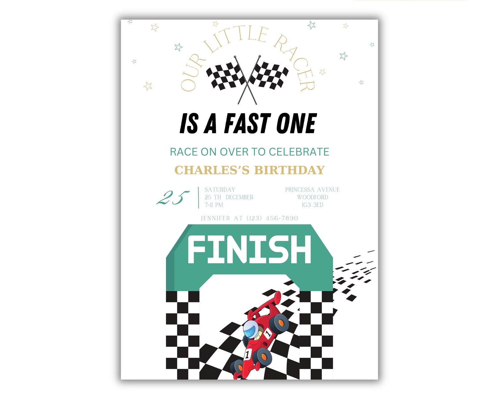 Editable Fast One Racing Car First Birthday Invitation 1st Birthday ...