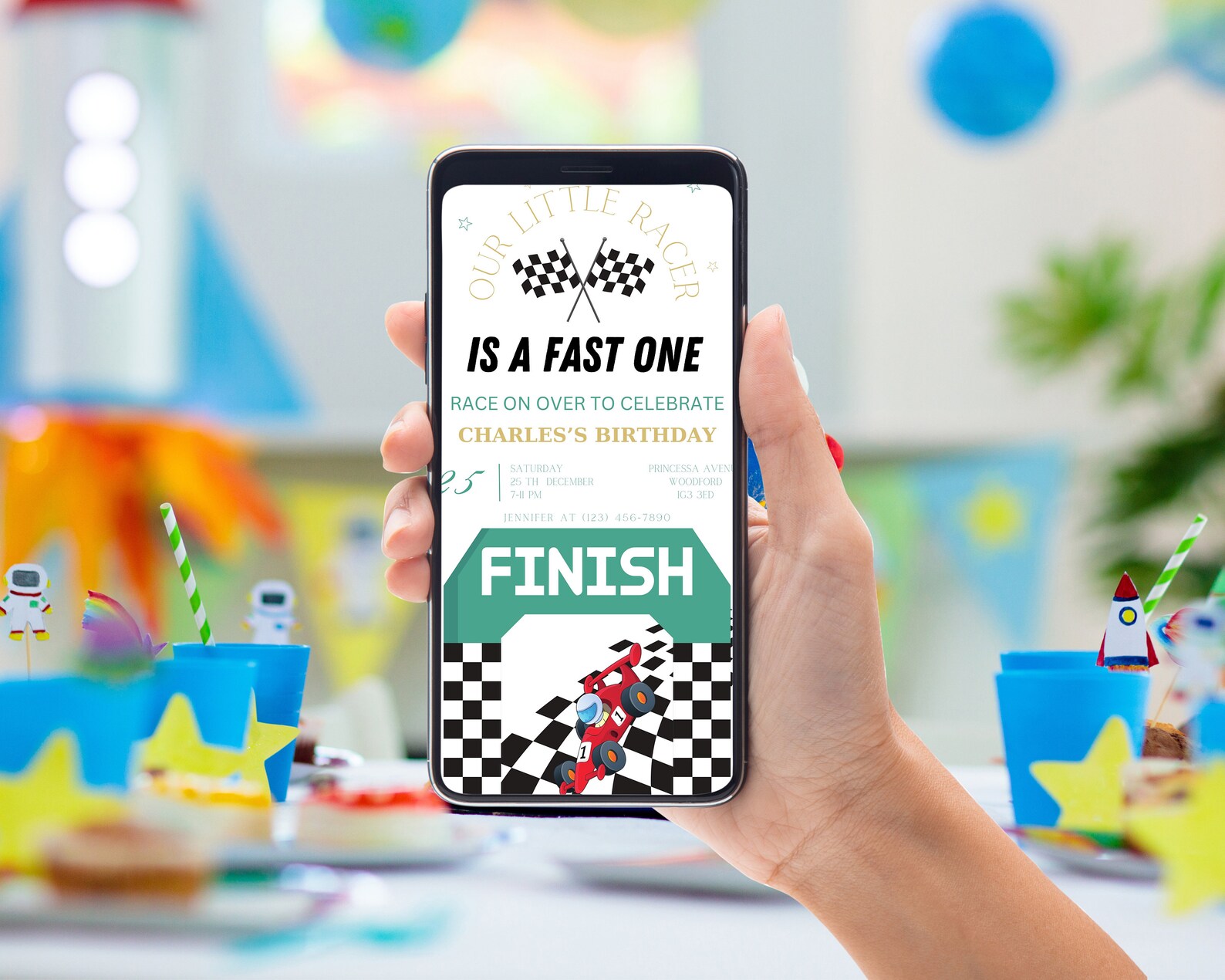 Editable Fast One Racing Car First Birthday Invitation 1st Birthday ...